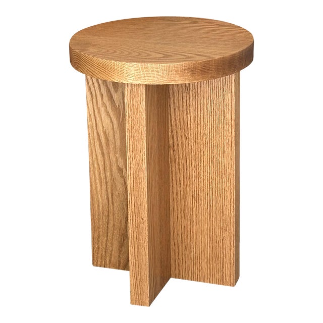 Chunky End Table in Brown Oak | Chairish