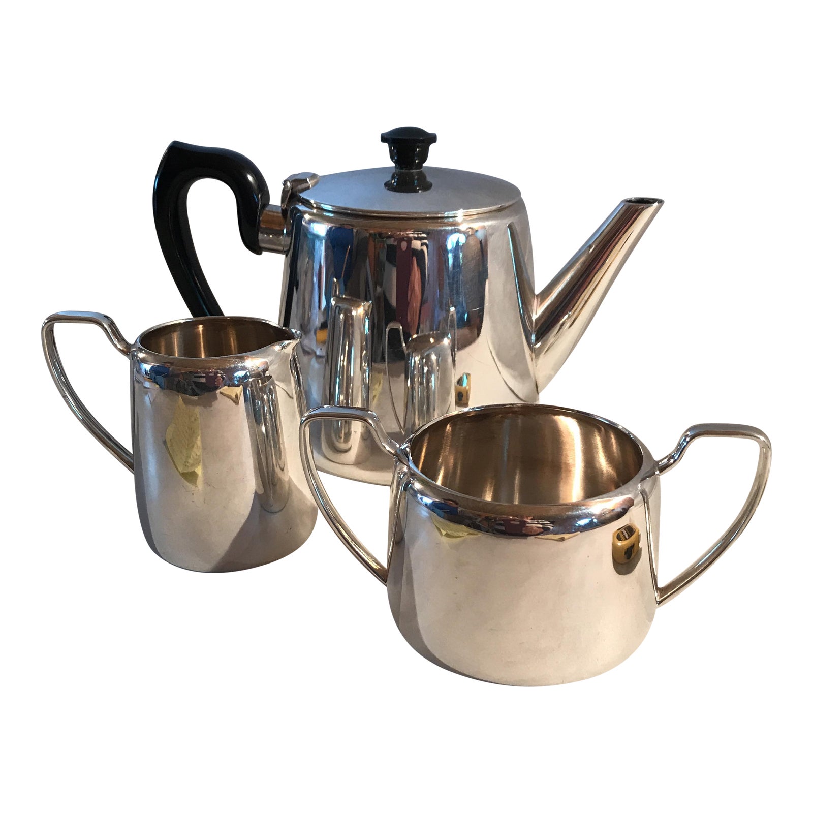 3 Piece English Hotel Silver Tea Set by Elkington | Chairish