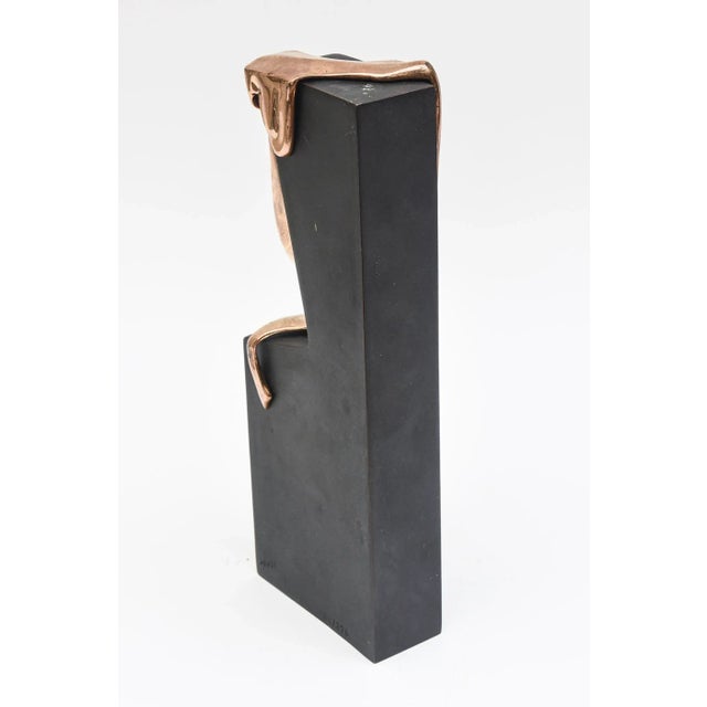 Bronze Dali Esque Cascading Sculpture With Black Metal Base Signed and ...