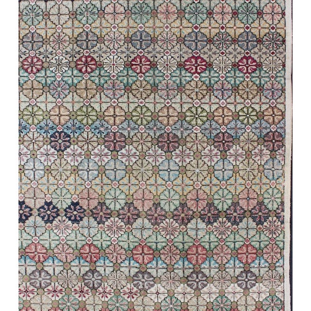 Mid-Century Modern, Vintage Rug in Multi Colors in Modern Design | Chairish