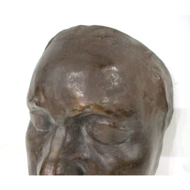 Male Bronzed Style Death Mask Face Sculpture | Chairish
