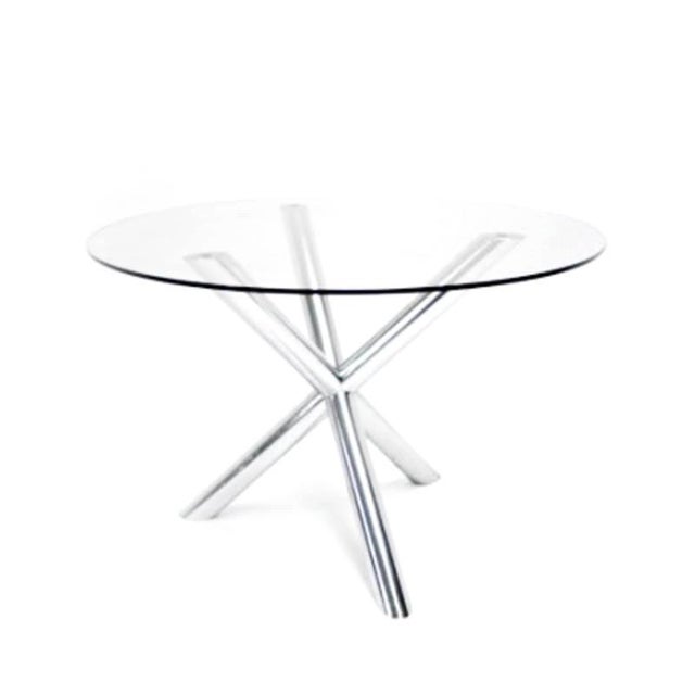 1970s Attributed to Renato Zevi Design for Roche Bobois France Table in Chrome and Glass | Chairish