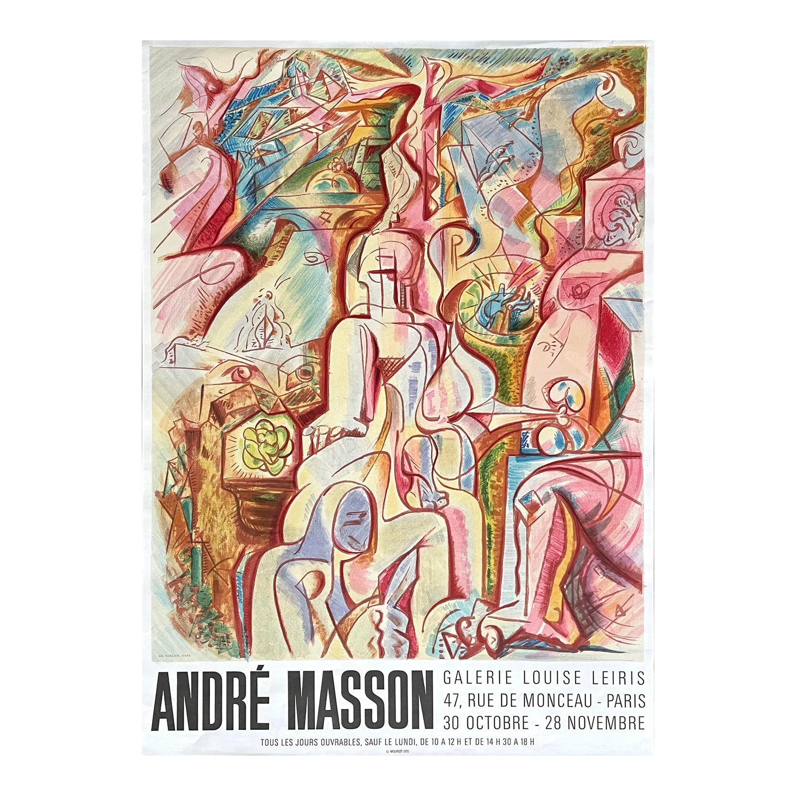 Vintage 1970 André Masson Lithographic Exhibition Poster | Chairish
