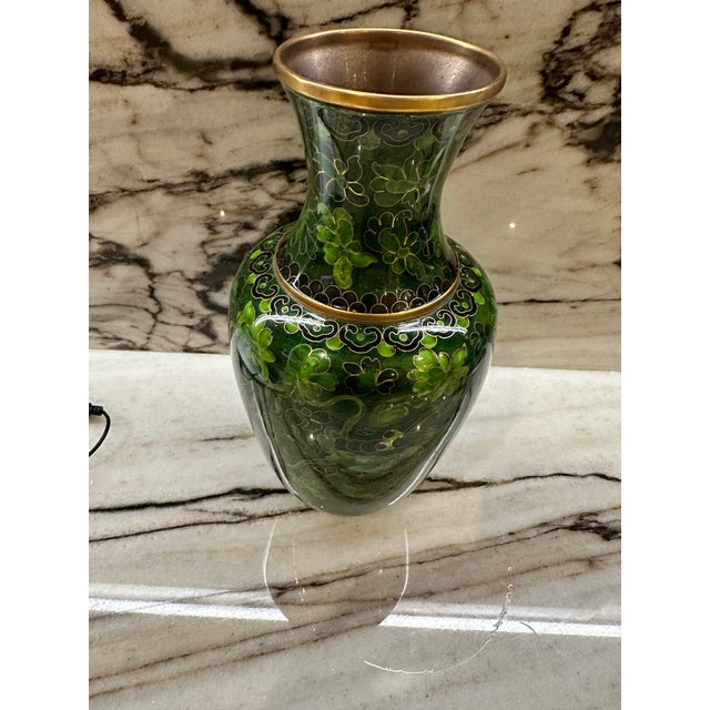 Rate Emerald Green Cloisonné Vase | Chairish