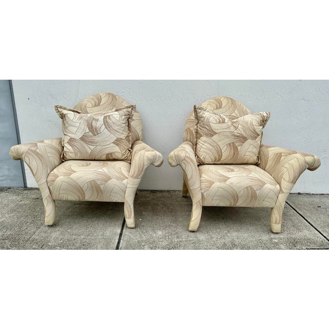 Post Modern 80’s Sculptural Arm Chairs - a Pair | Chairish
