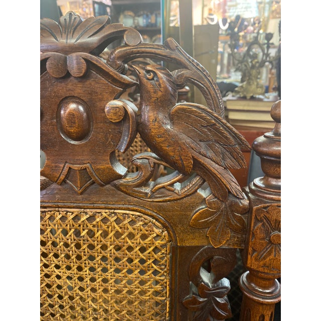 French Antique Carved Walnut Hunt Style Renaissance Cane Side Chairs ...