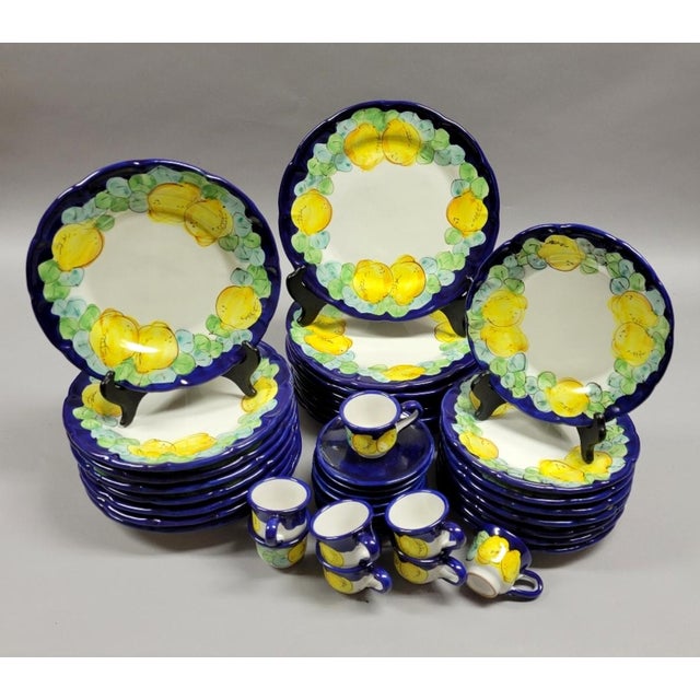 Vintage Positano Italian Ceramic Lemon and Leaves Dinnerware Set - 40 ...