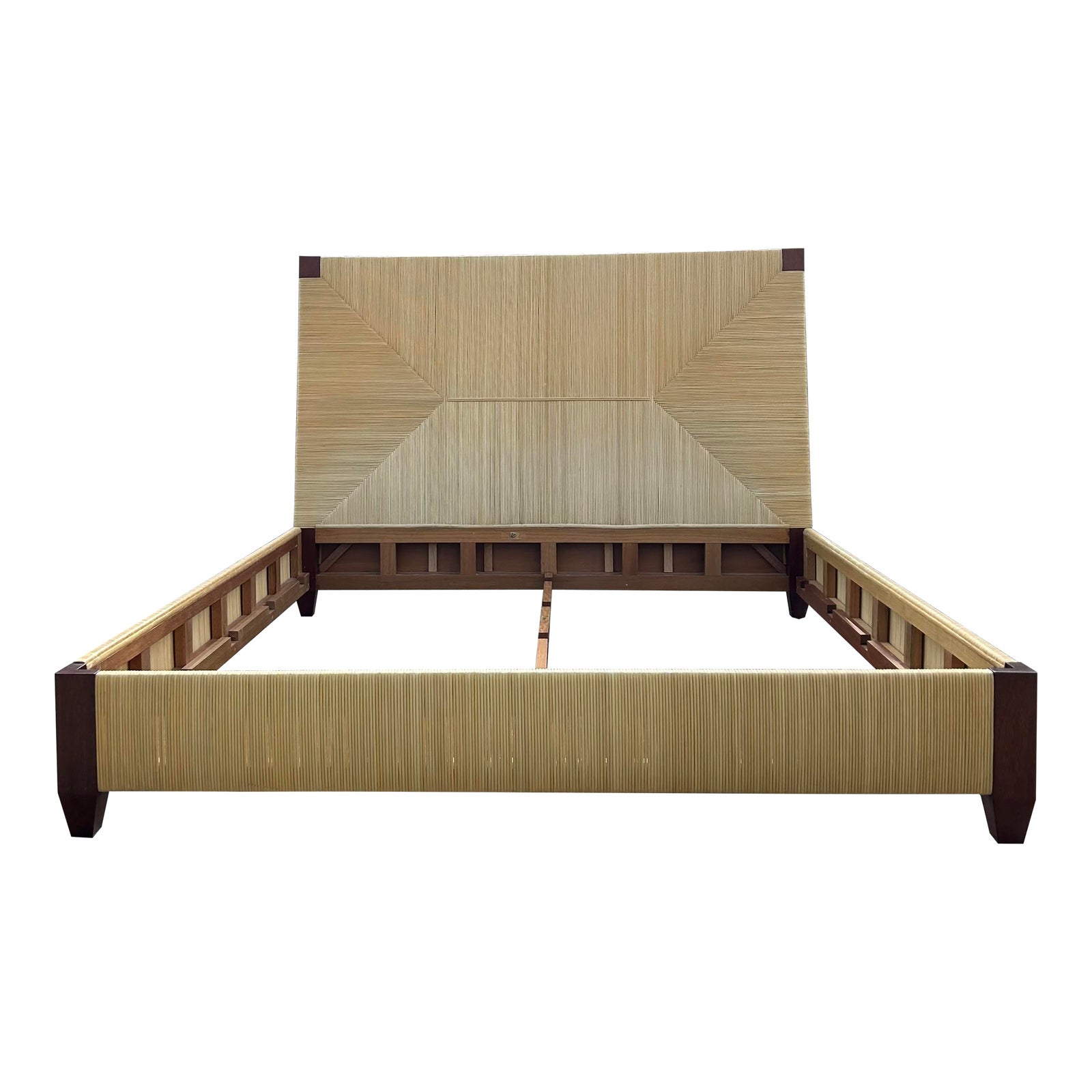 John Hutton Donghia "Merbau" Mahogany Rush King Bed Frame With Woven ...