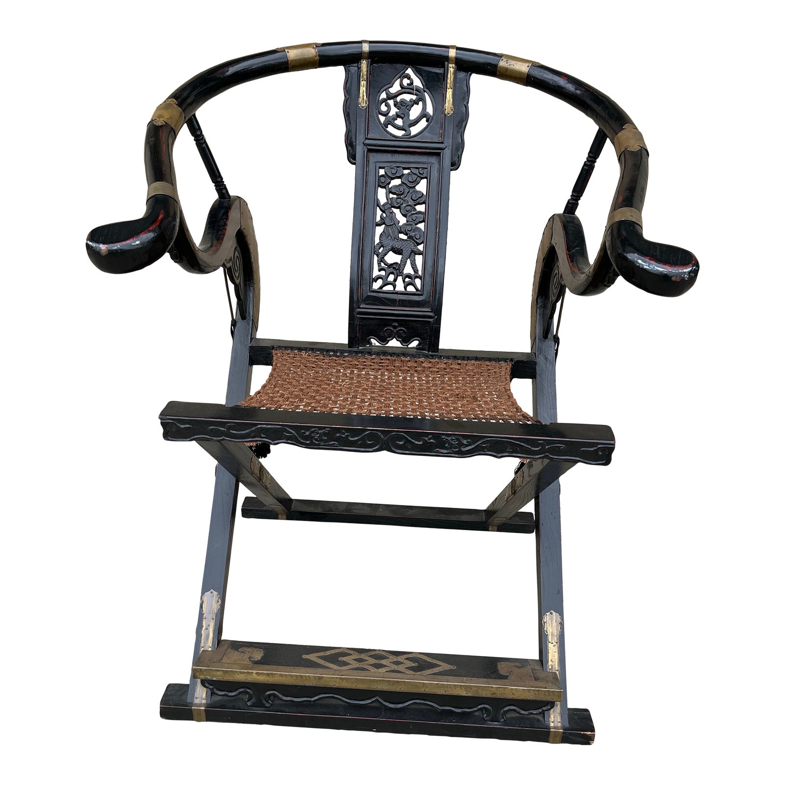 Late 19th Century Antique Chinese Huanghuali Horseshoe Folding Throne ...