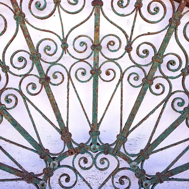 French Colonial Wrought Iron Arched Transom Grille | Chairish