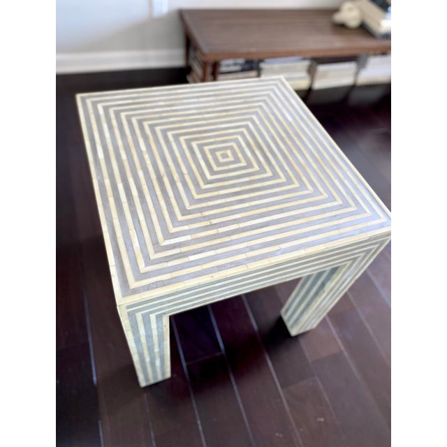 Bone and Resin Striped Mod Side Table Malena Stripped Side Table by ...