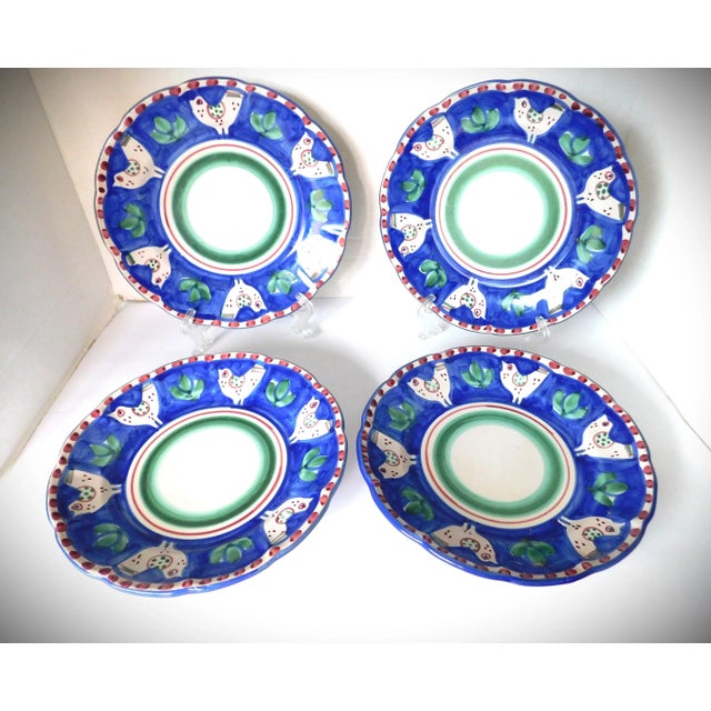 Solimene Vietri Sul Mane Italy Blu Chicken Ceramic Vintage Dinner ...