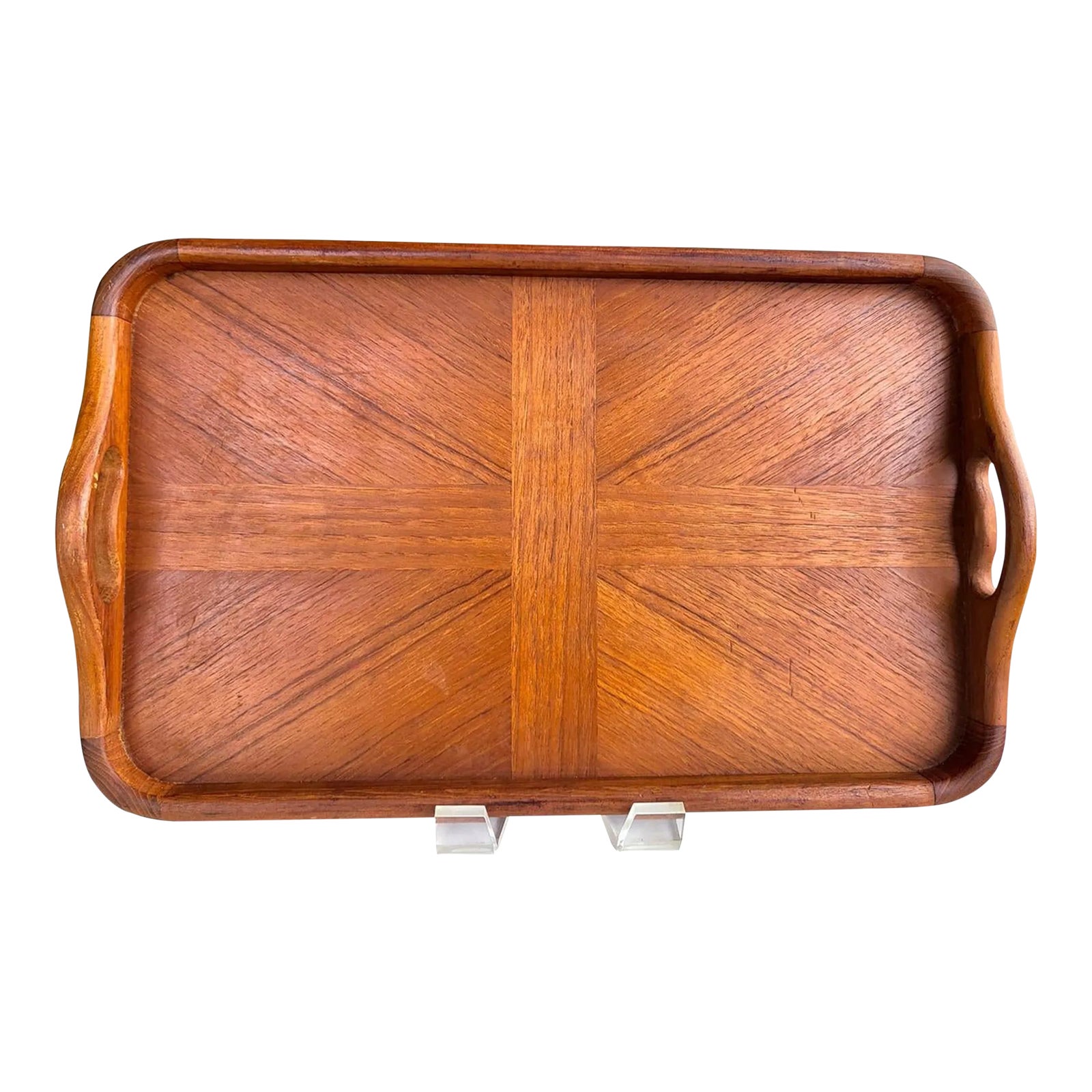 1970s Teak Wood Tray With Union Jack Design by Goodwood | Chairish