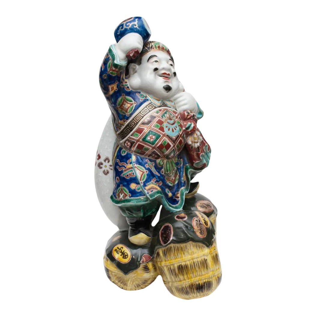1920-1940s Porcelain Statue of Daikoku, Japanese God of Wealth | Chairish
