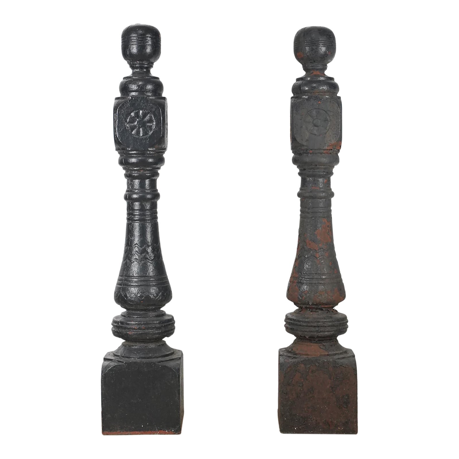 Pair of Antique Victorian 48 In. Cast Iron Newel Posts | Chairish