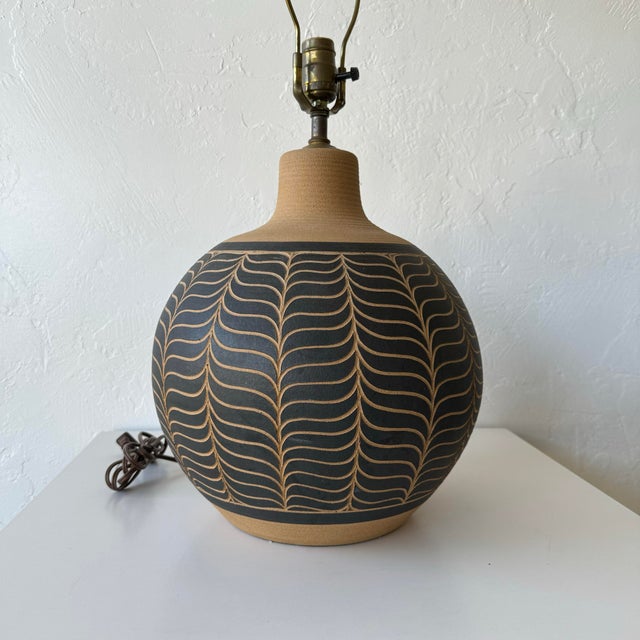 1970s Larry and Terry Brown Iron Oxide Studio Pottery Lamps - a Pair ...