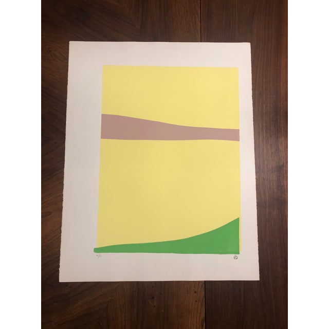 Minimalist Yellow, Green & Taupe Hand Painted Serigraph 4/10 by ...