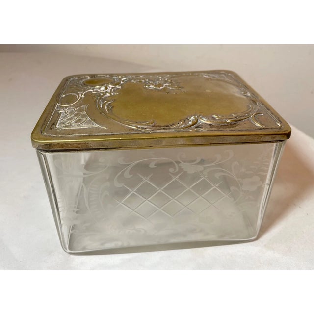 Antique 1800s Ornate Silverplate Brass Cut Etched Crystal WMF Casket ...