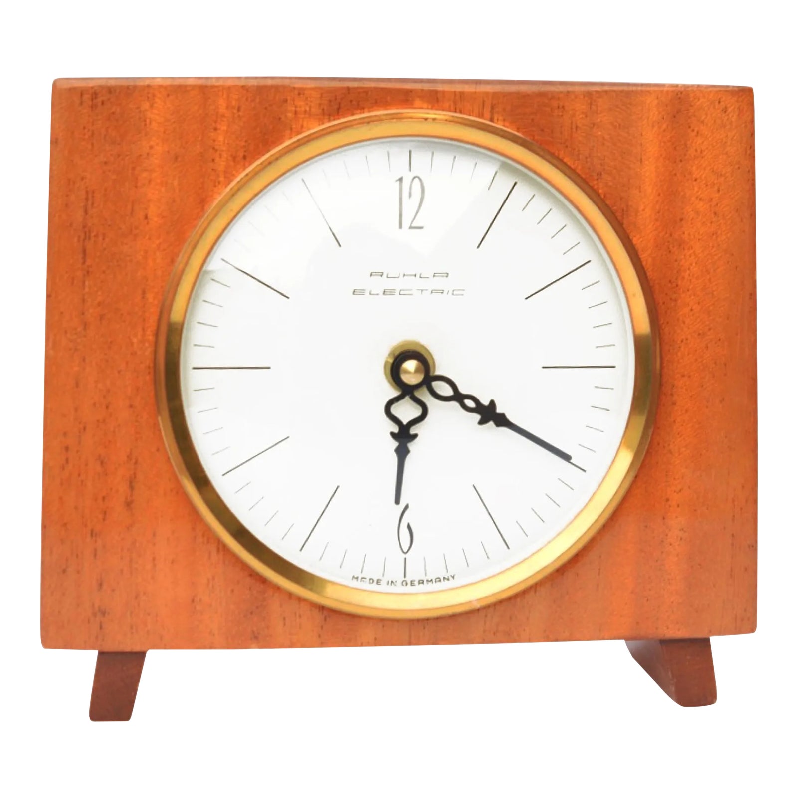 Wooden Fireplace Clock Ruhla Mid-Century Modern, Germany 1970s. | Chairish