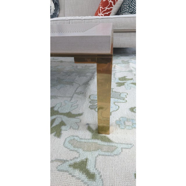 Late 20th Century Transitional Brass Legged Inlaid Herringbone Coffee ...