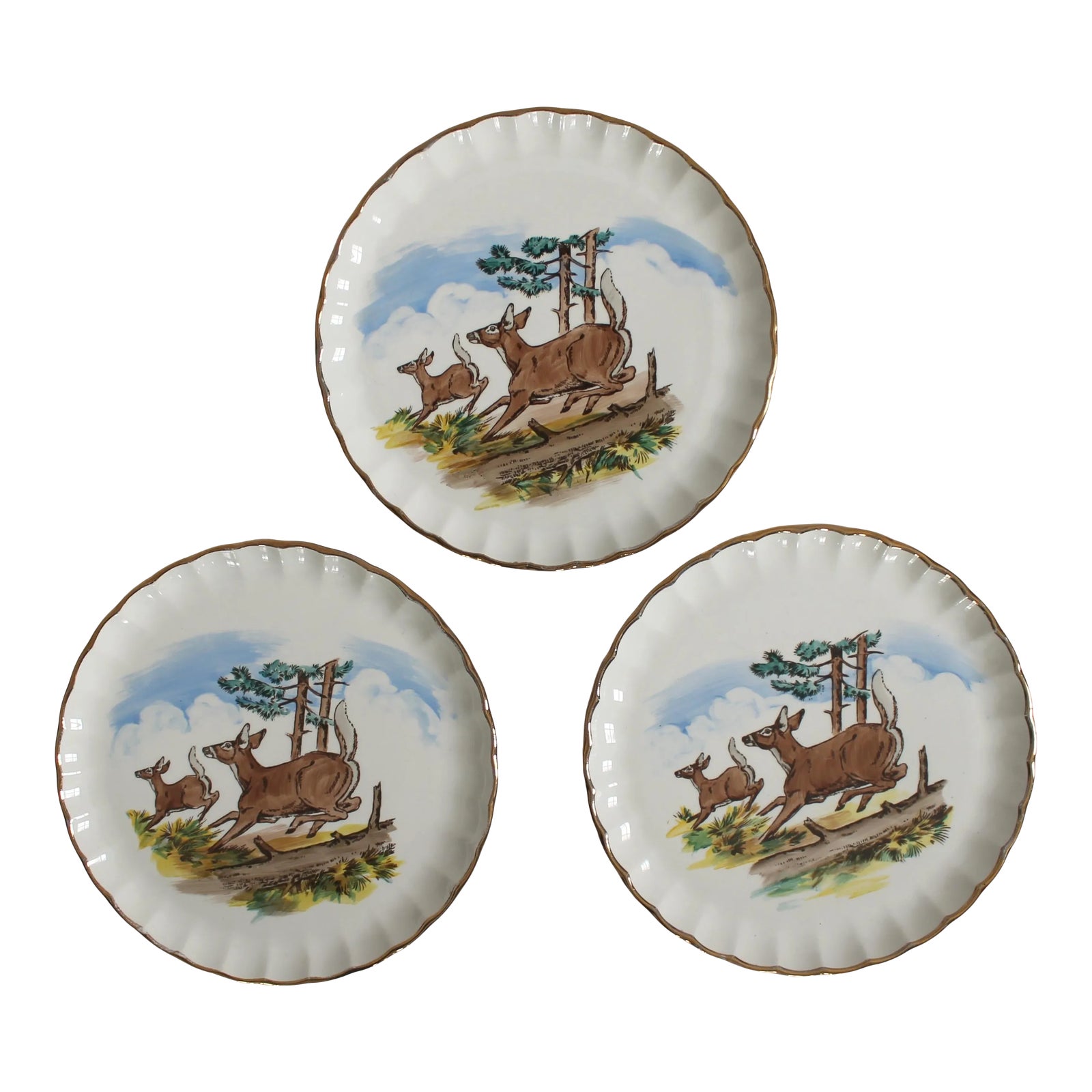 Vintage Deer Plates, Set of 3 | Chairish
