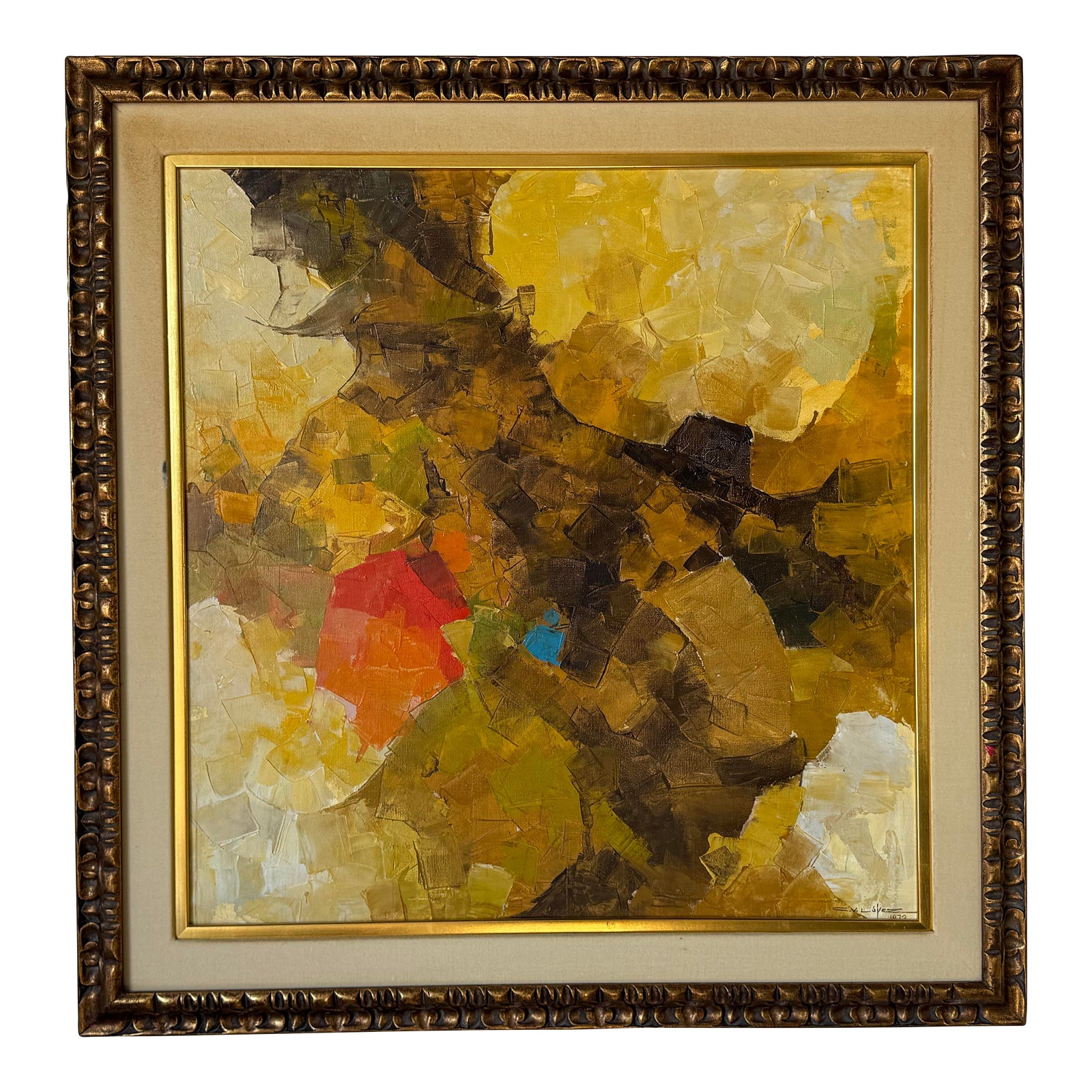 Crispin v. Lopez (1903 - 1985 - Harvest Scene ) Abstract Oil on Canvas ...
