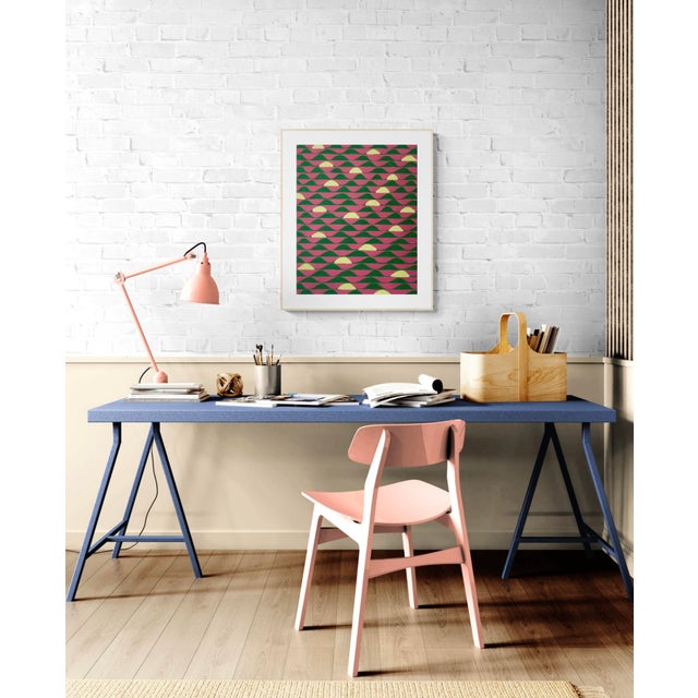 Modern Painting With Green and Mauve Pattern | Chairish