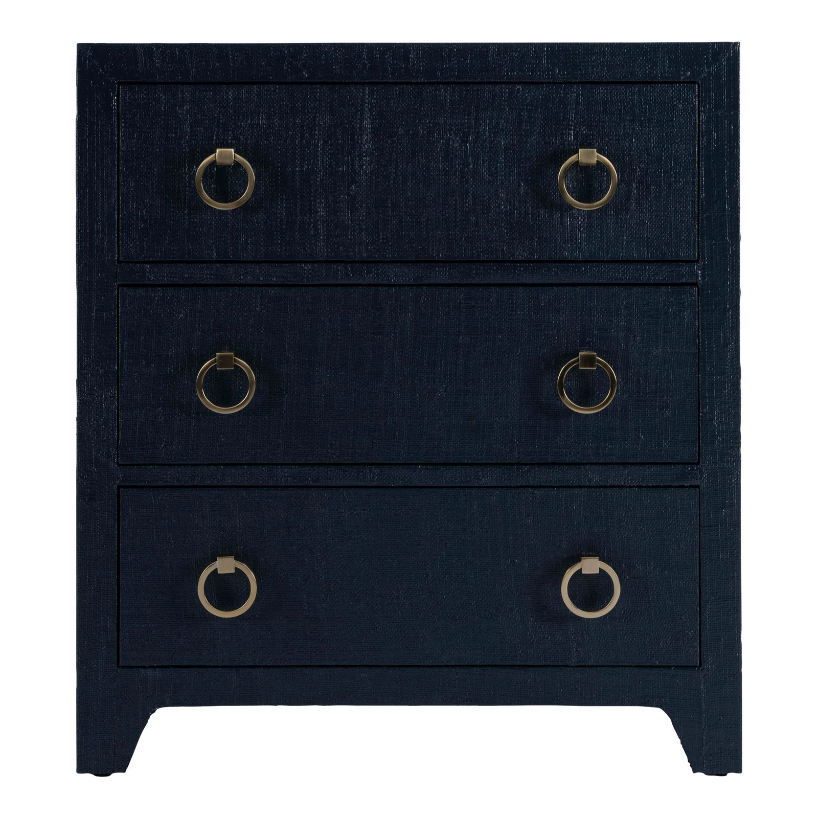 Bar Harbor Raffia 3 Drawer Nightstand, Navy Blue | Chairish