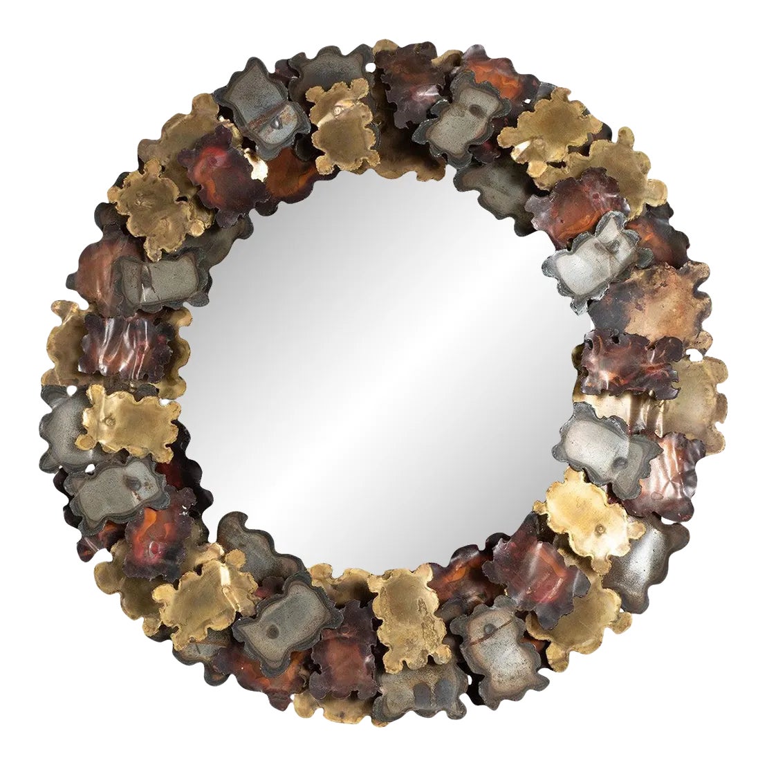Torch Cut Mixed Metal Brutalist Mirror | Chairish