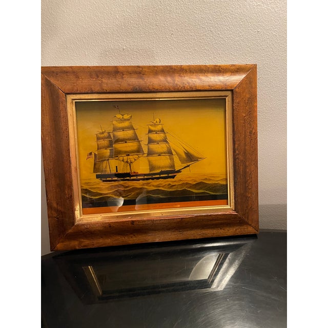 Antique Painting on Glass of an Auxiliary Packet Ship in Massachusetts ...