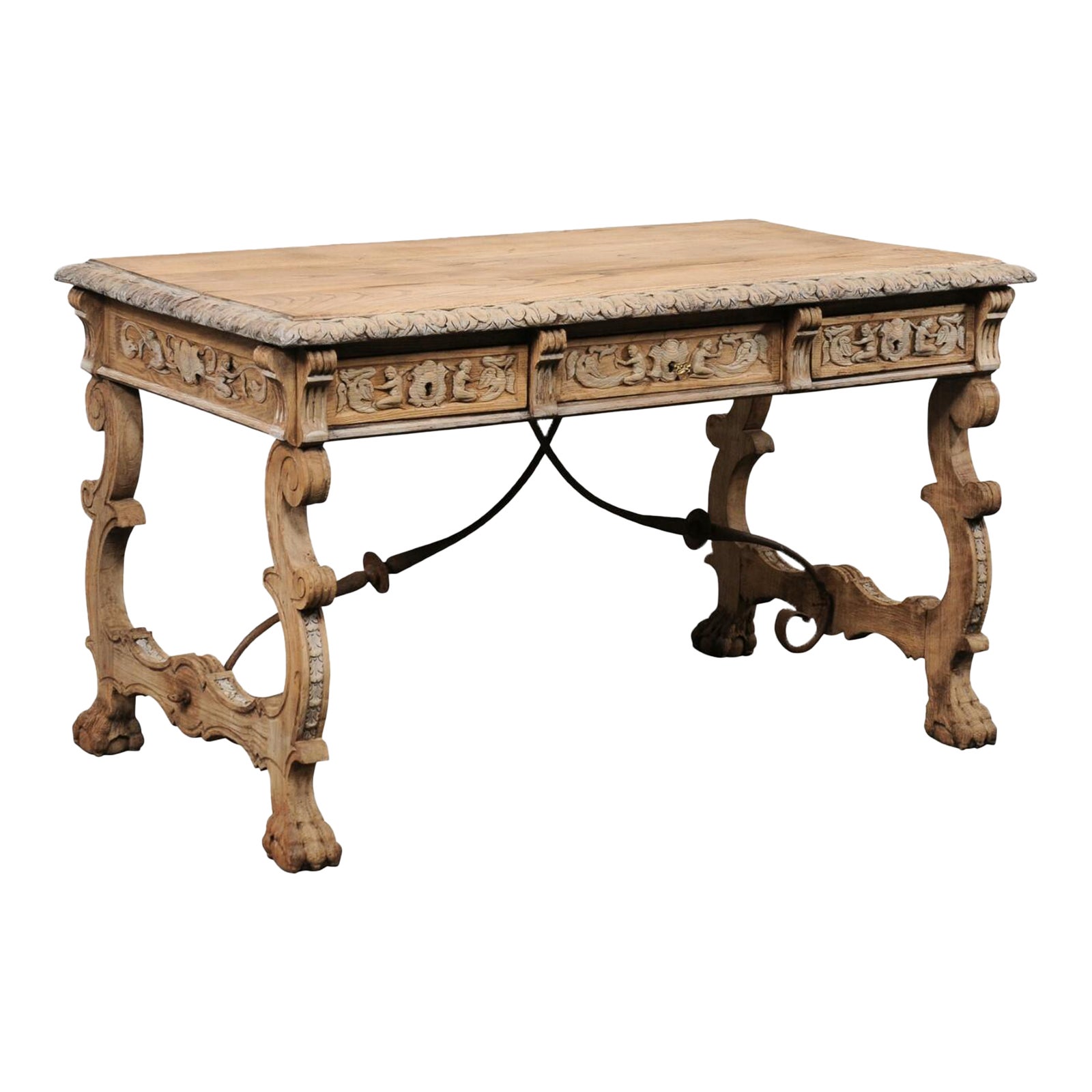 Early 20th Century Antique Spanish Desk, Elaborately Carved | Chairish