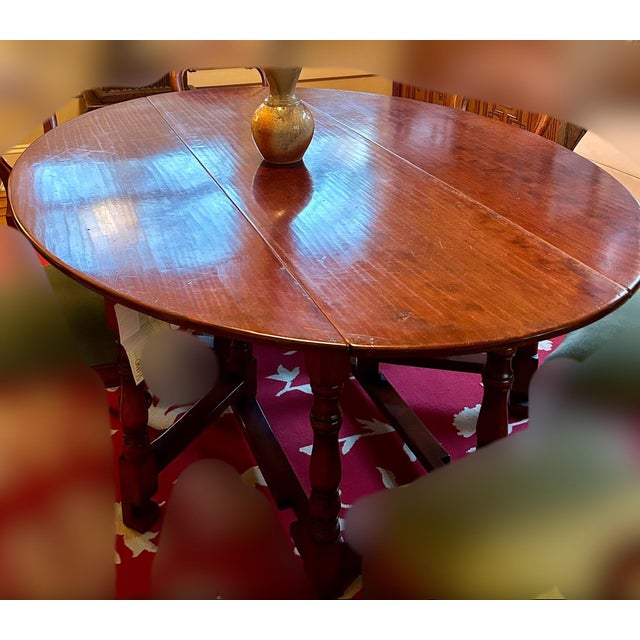 1980s Oval Drop Leaf Dining Table | Chairish