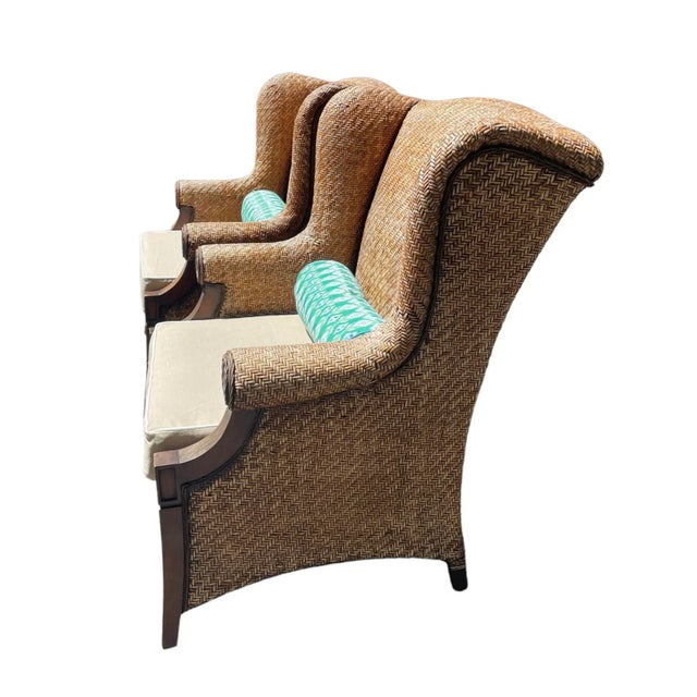 Mid 20th Century Vintage Wicker Rattan Palm Beach Style Pair of ...