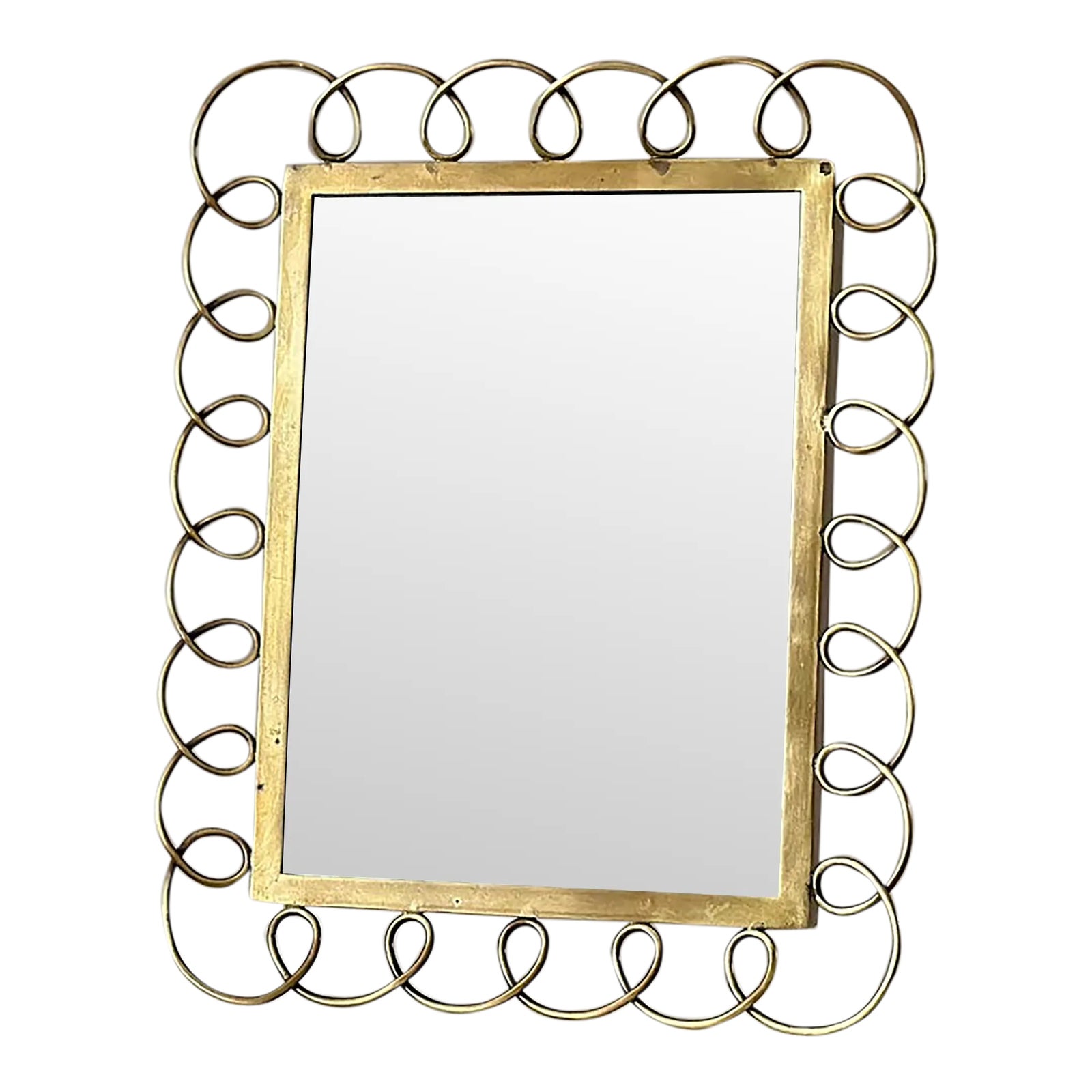 1950s Mid-Century Italian Brass Loops Table Mirror | Chairish