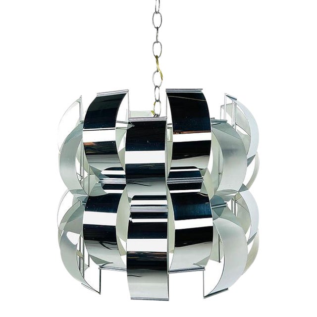 1960s Chrome Ribbon Chandelier by Lightolier | Chairish