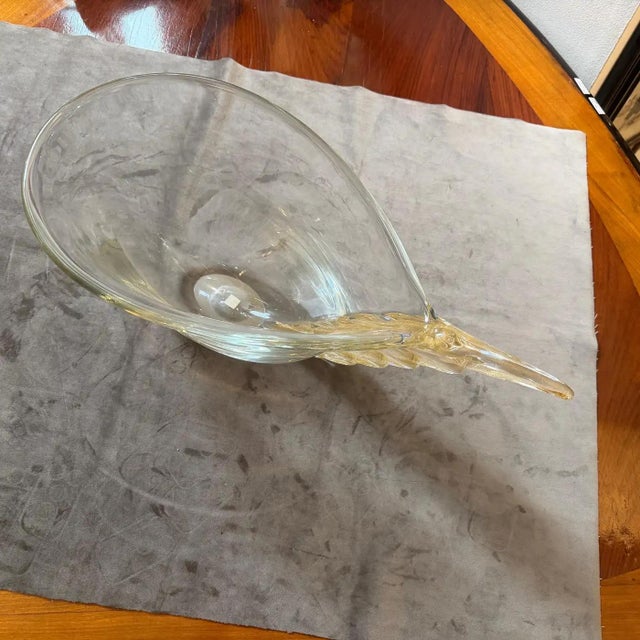 1990s Modern Christian Dior Clear and Gold Murano Glass Big Wing ...