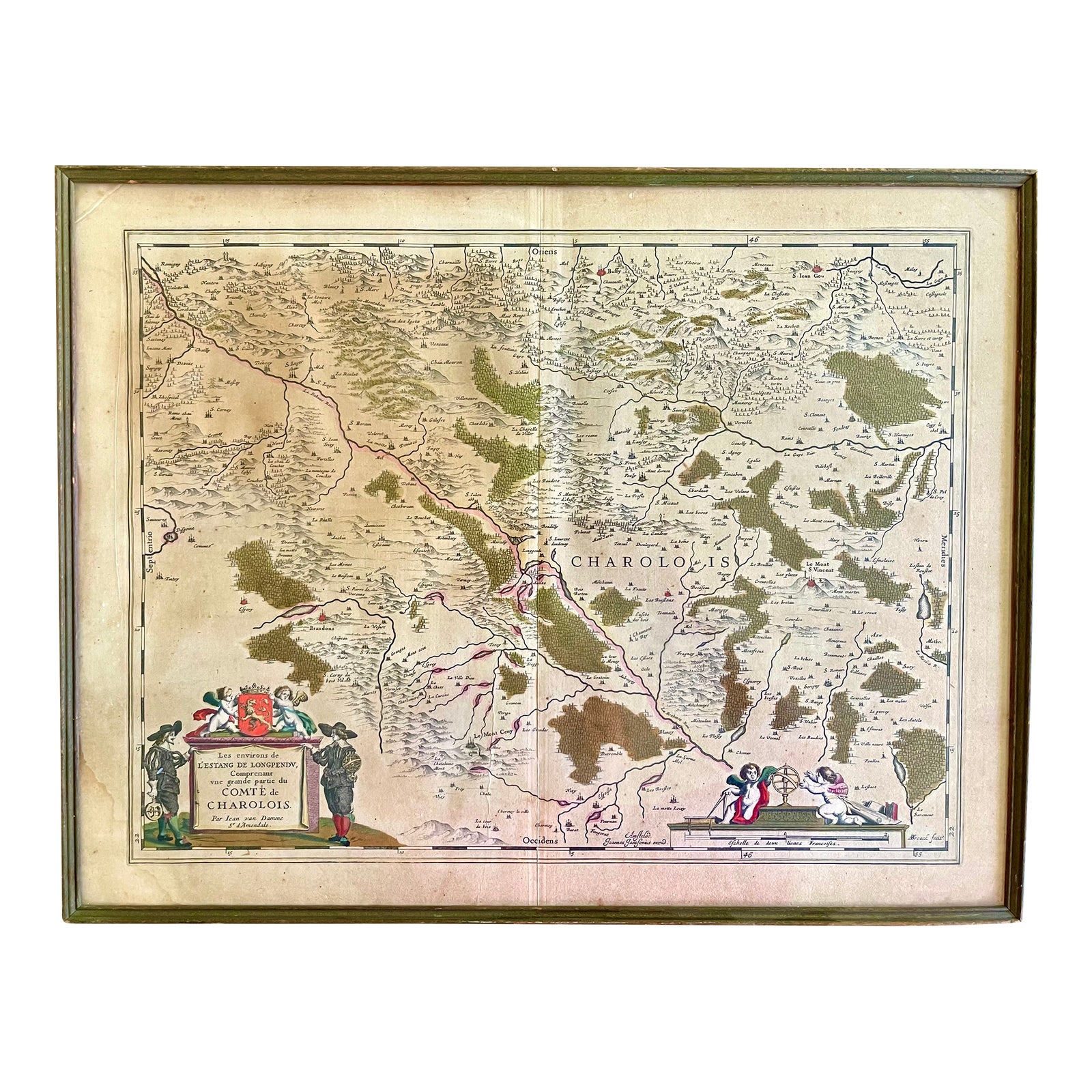 1640 Willem Blaeu Map of Charolois, France (Burgundy) | Chairish