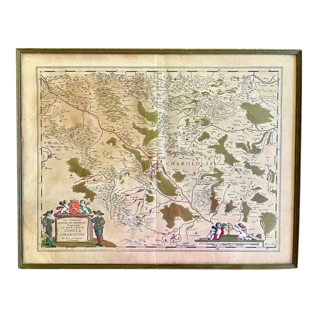 1640 Willem Blaeu Map of Charolois, France (Burgundy) | Chairish