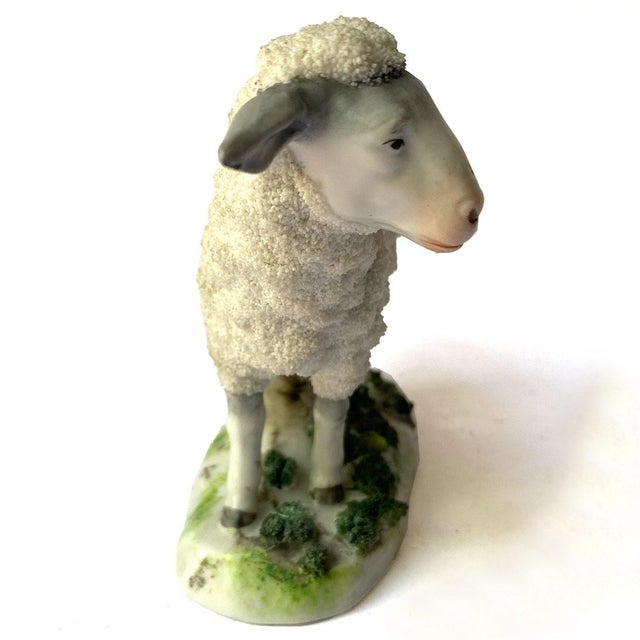 Set of Two German Porcelain Encrusted Sheep Figurines | Chairish