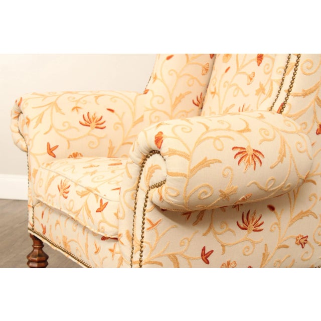 Lee Jofa William & Mary Style Wingback Lounge Chair | Chairish