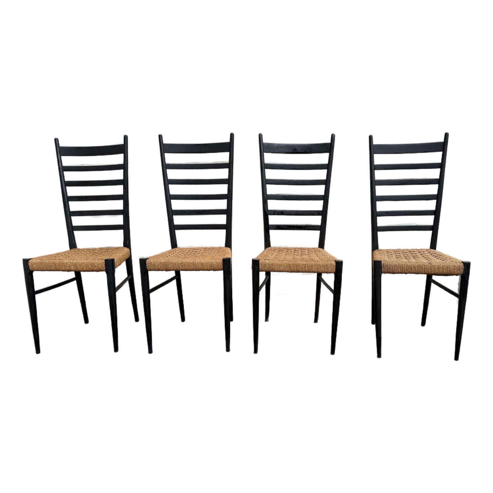 Mid 20th Century Chiavari Italian Gio Ponti Style Ebonised High Ladder ...