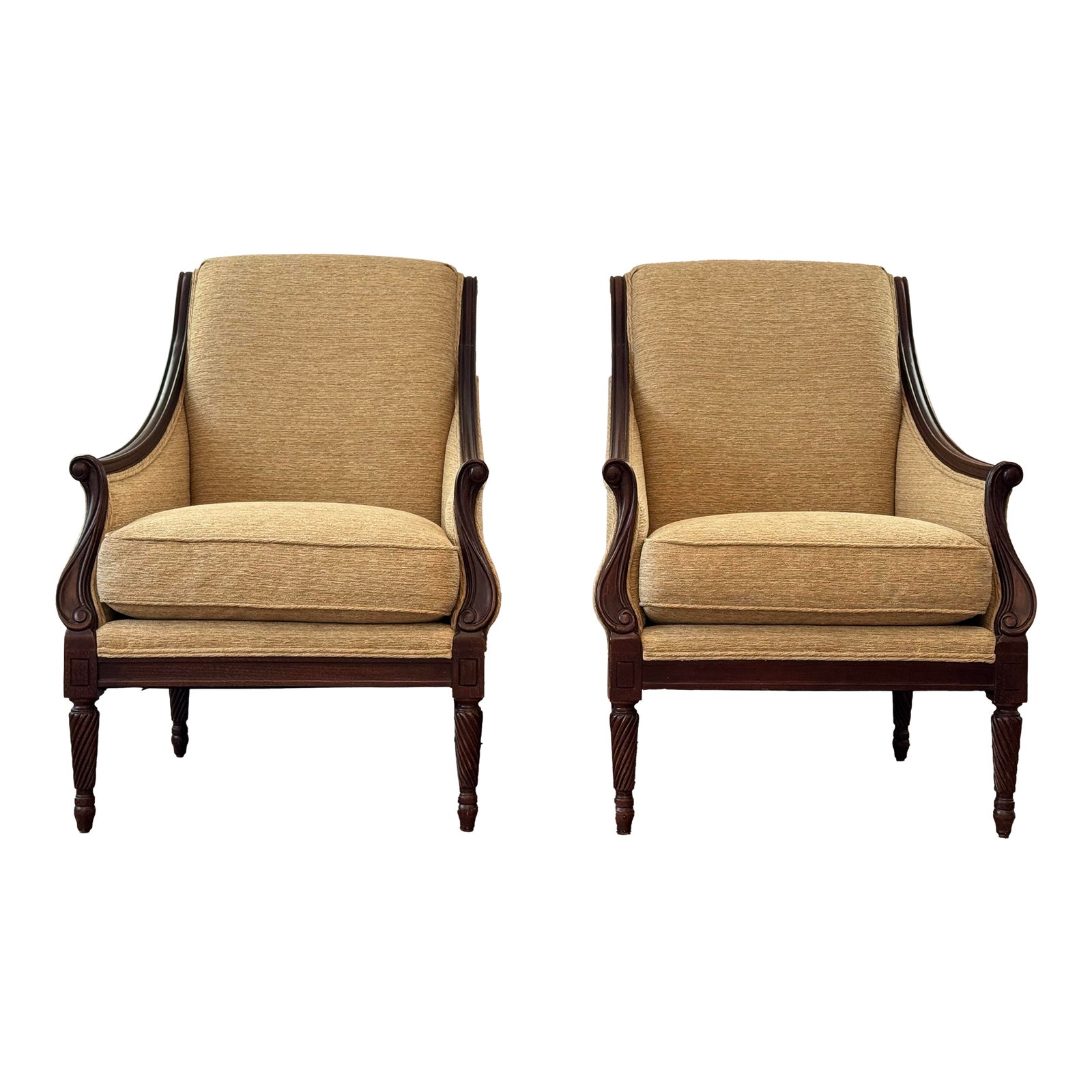 Late 20th Century Calico Corners Custom Bergere Accent Chairs Louis XVI ...