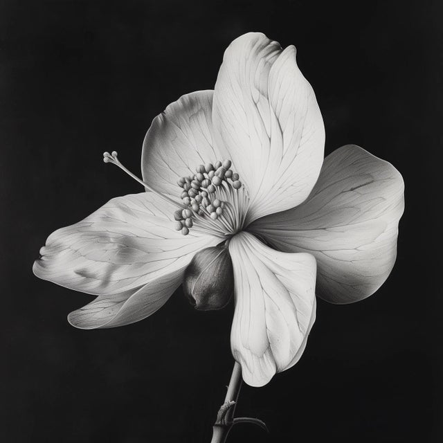 'Nutmeg Flower' - Black and White Botanical Photography Print | Chairish