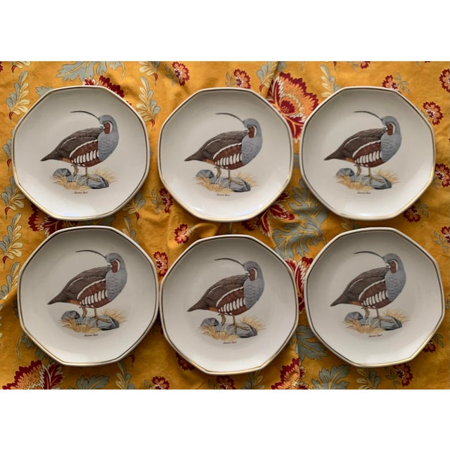 Vintage Quail Bird Octagonal Plates - Set of 6 | Chairish