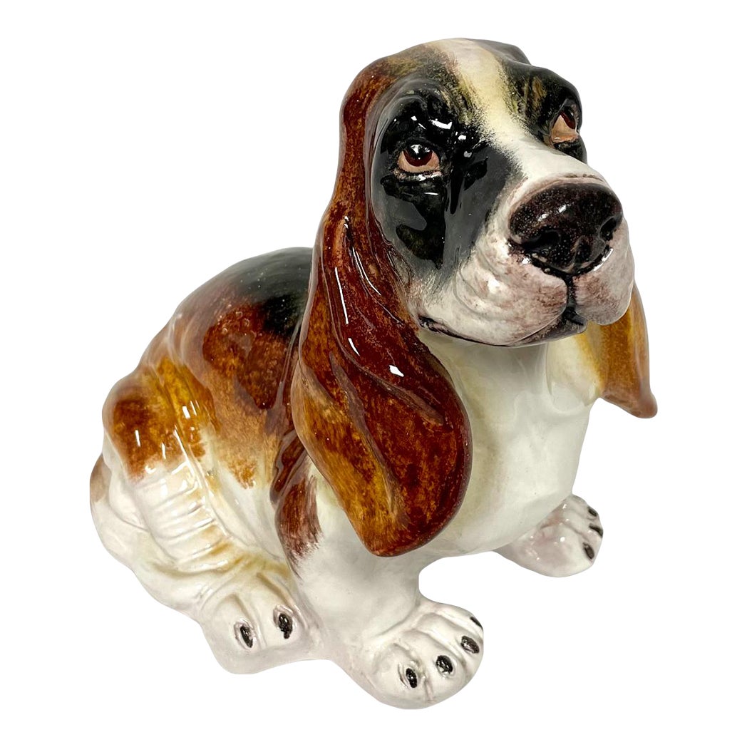 Mid Century Ceramic Basset Hound Dog Figurine, Made in Italy 1960’s ...