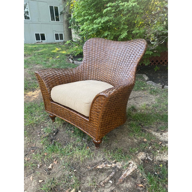 1980s Wicker Wingback Chair | Chairish