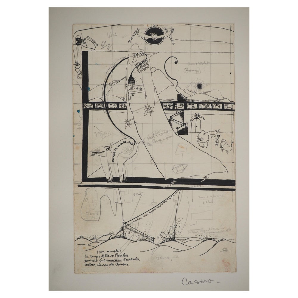 Jean-Claude Silbermann, Sneaky Signs, Casino, Original Ink Drawing ...