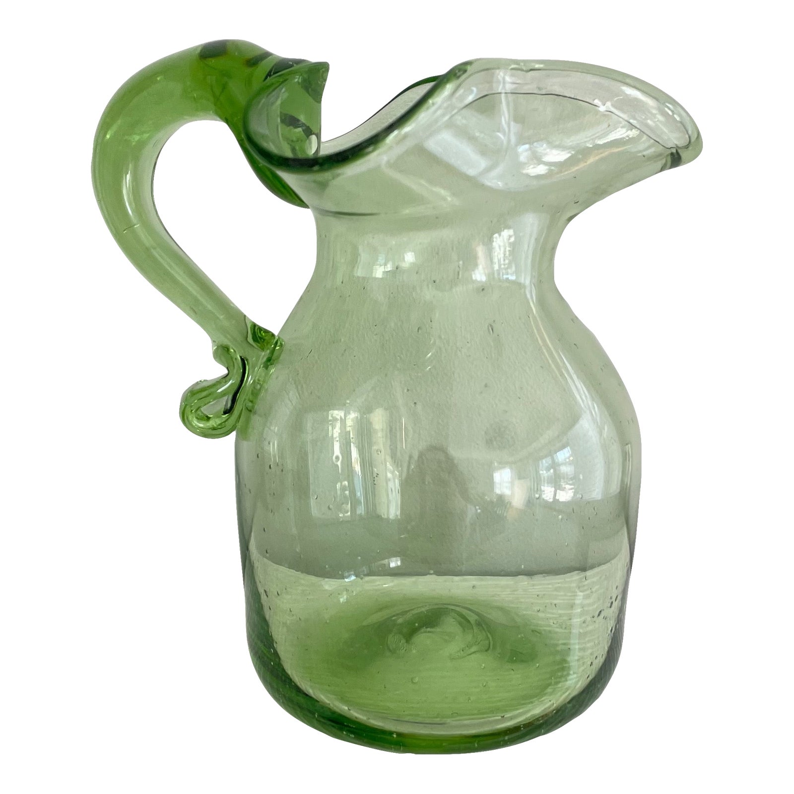 1950s Vintage Hand-Blown Small Glass Pitcher With Applied Handle ...