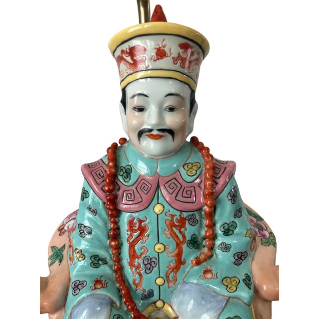 Vintage Chinese Hand-Painted Porcelain Emperor & Empress Table Lamps ...