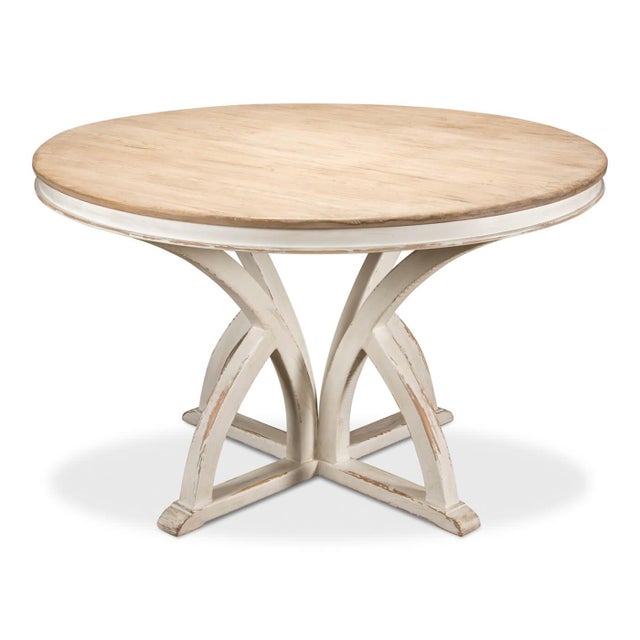 Rustic Round Pine Top Dining Table | Chairish